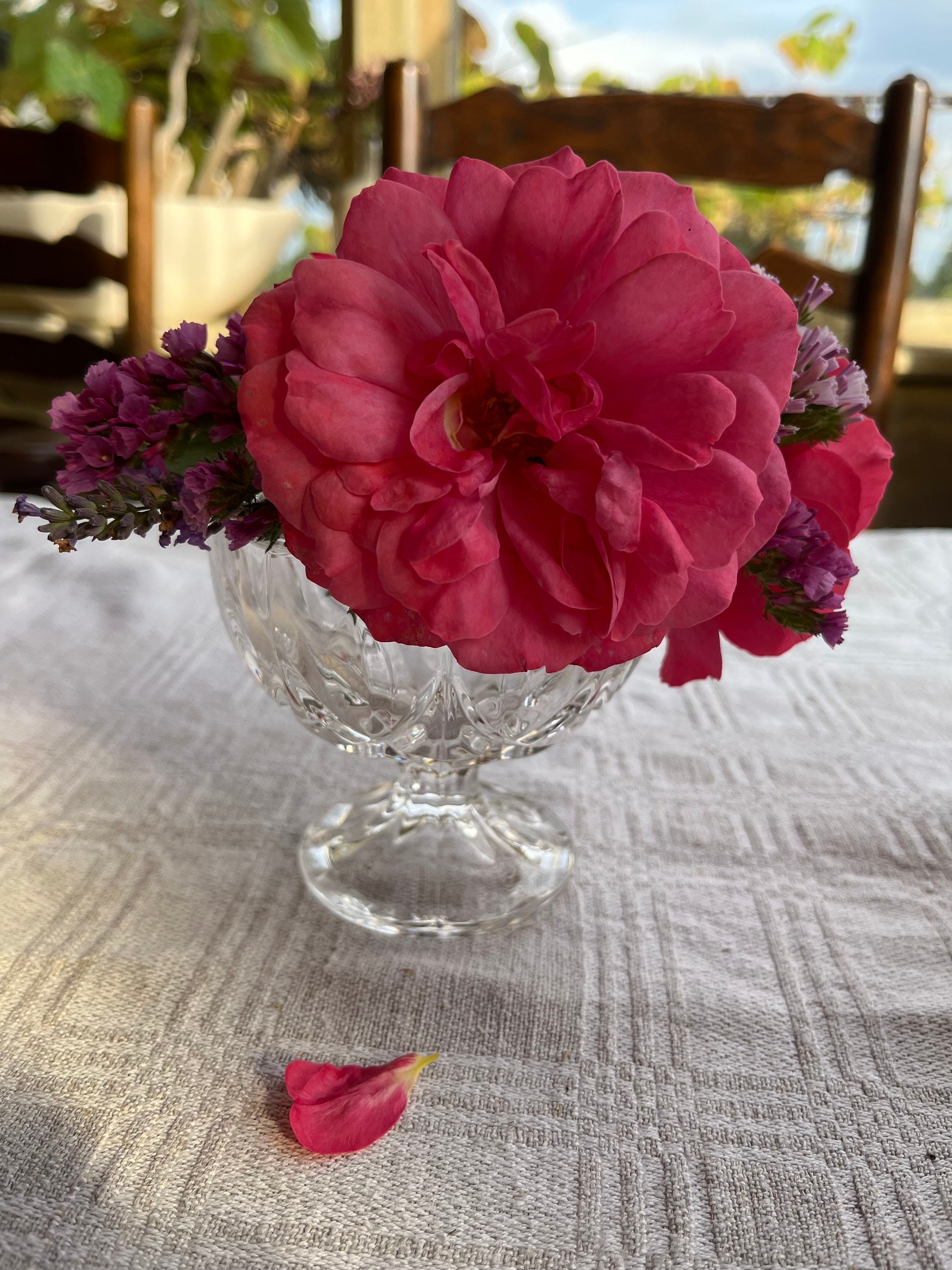 Small Footed Vintage Cut Glass Rose Flower Arrangement Bowl - Etsy