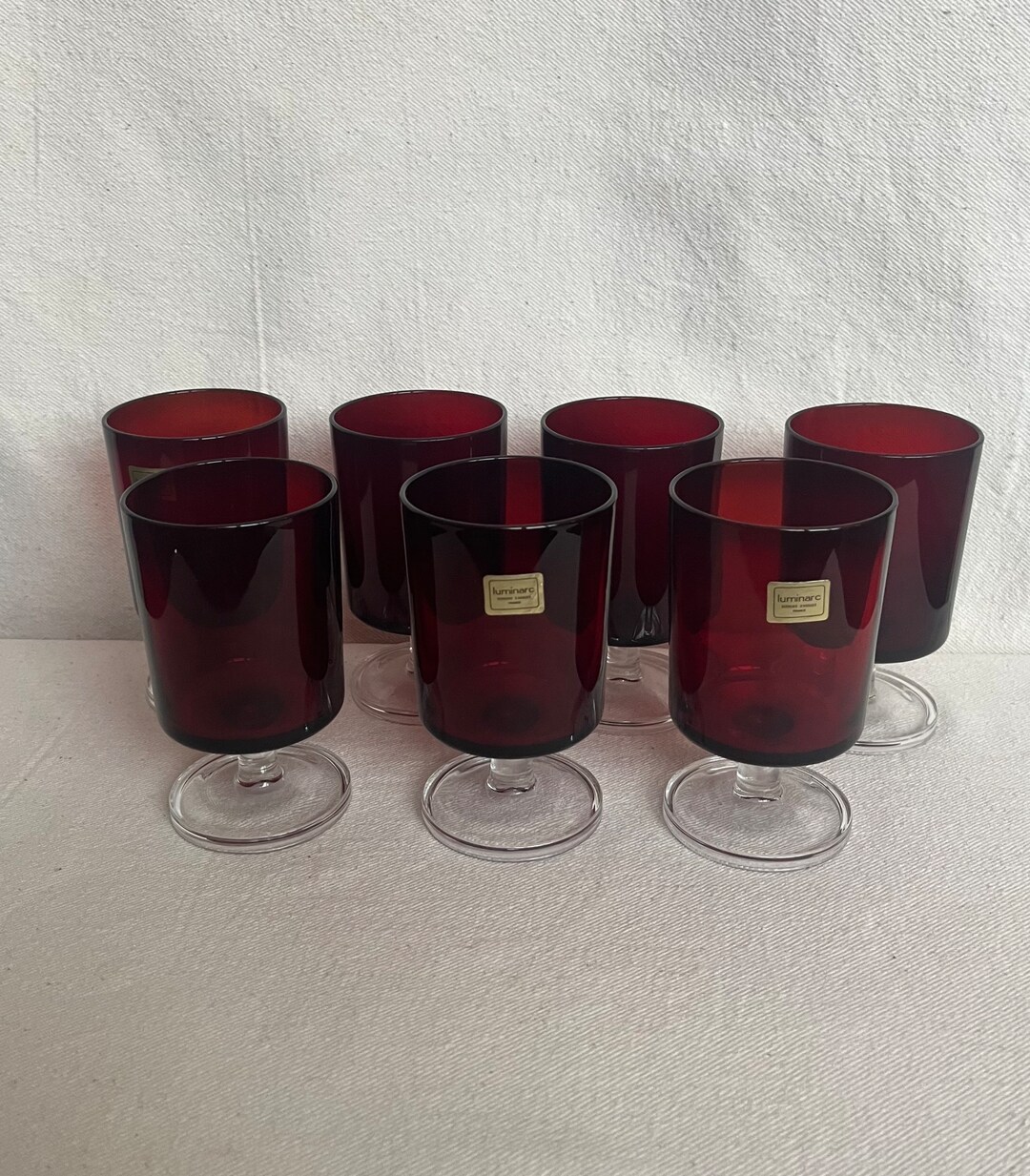 7 Luminarc Verrerie D’arques Ruby Red Vintage Wine Glasses Made in ...