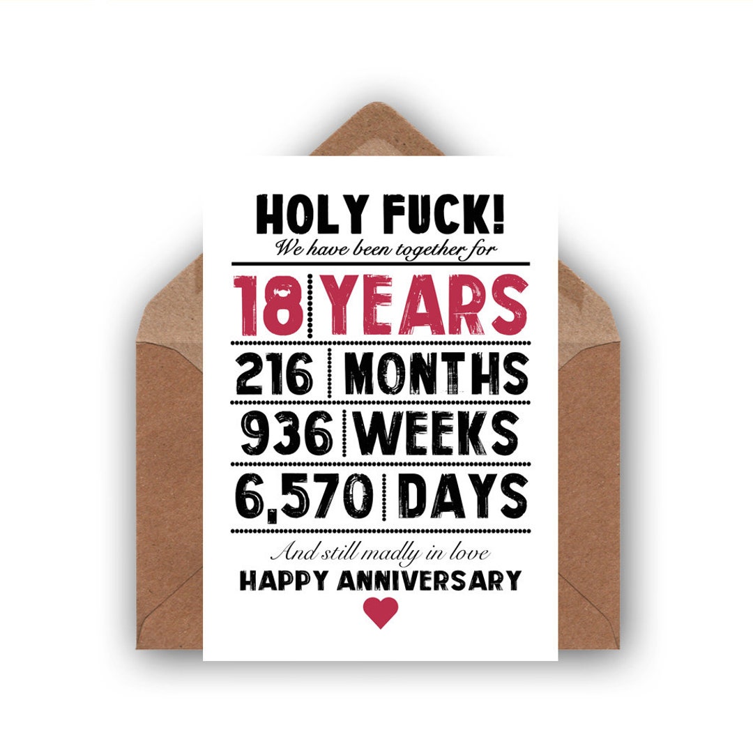 18th Anniversary Card Funny Anniversary Card Milestone Anniversary ...