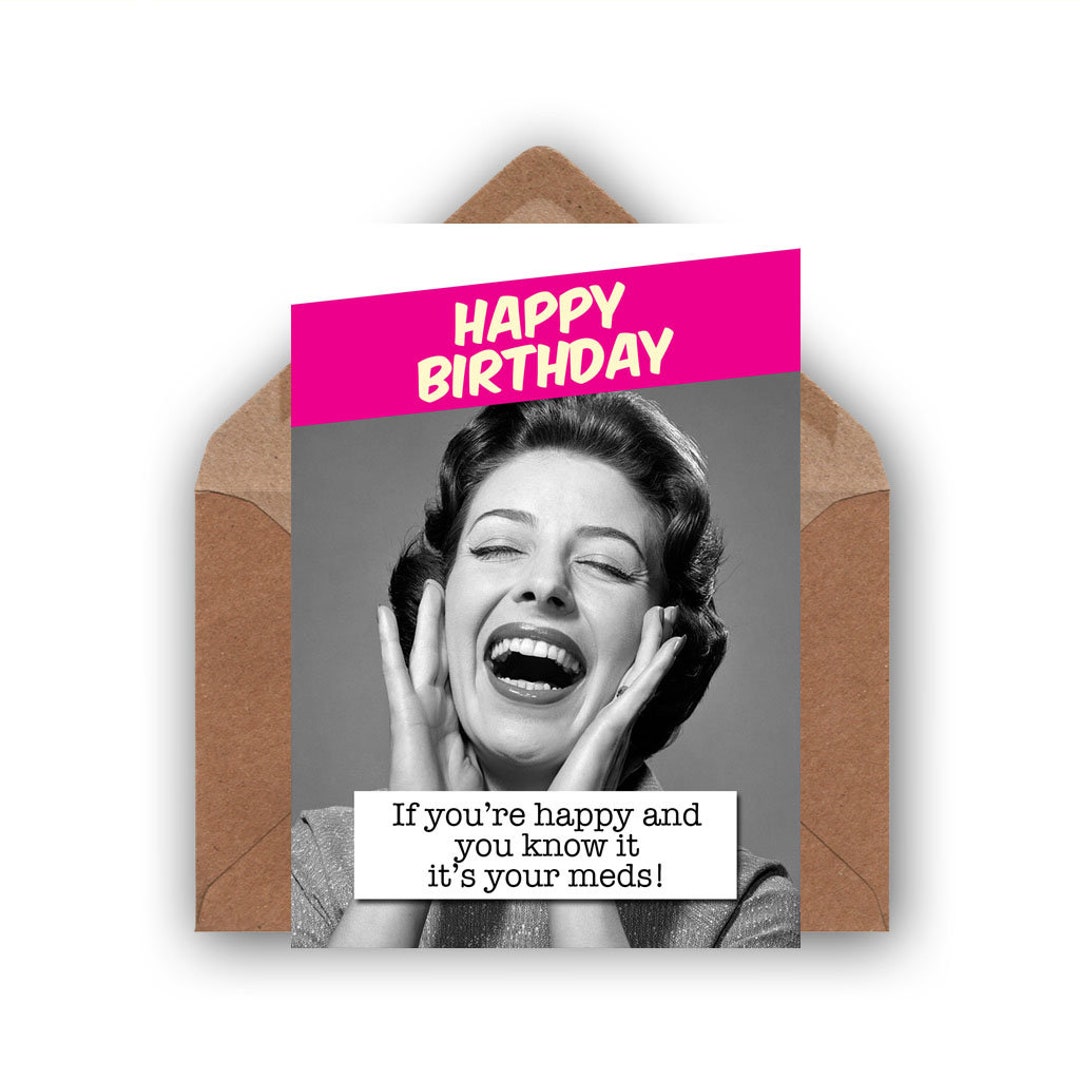 Funny Birthday Card Retro Birthday Card Humorous Birthday - Etsy