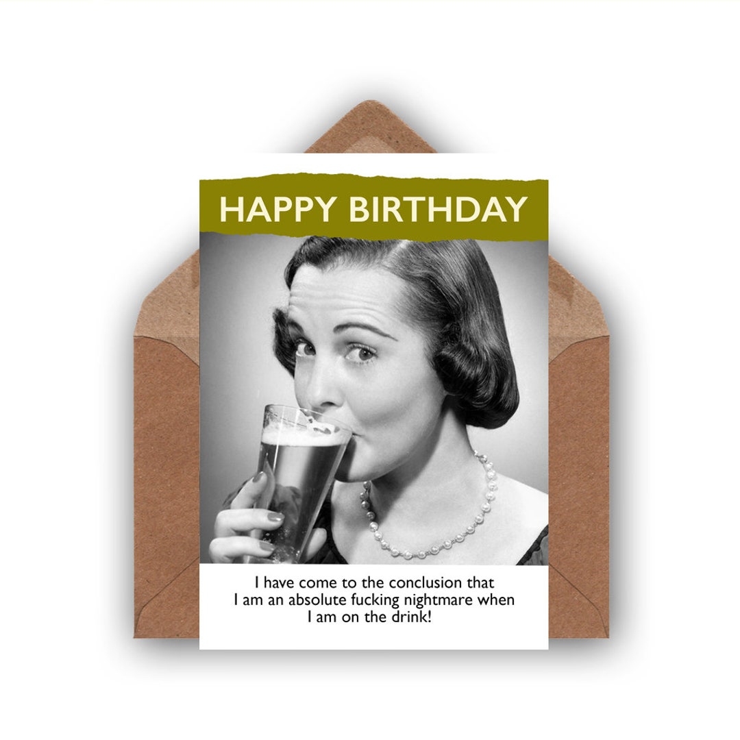 Funny Birthday Card Retro Birthday Card Humorous Birthday Card Rude ...