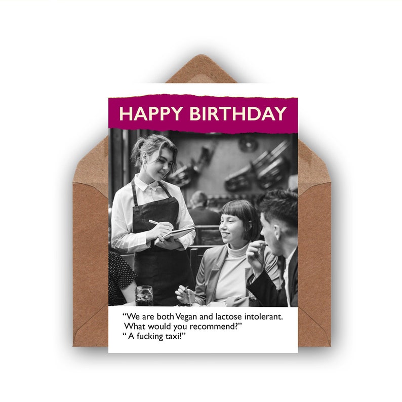 Funny Birthday Card Retro Birthday Card Humorous Birthday Card Rude ...