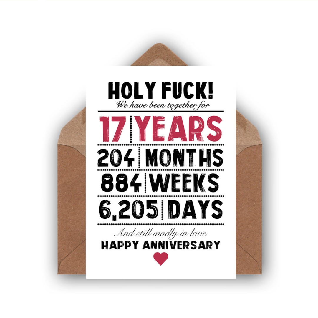 17th Anniversary Card Funny Anniversary Card Milestone Anniversary ...
