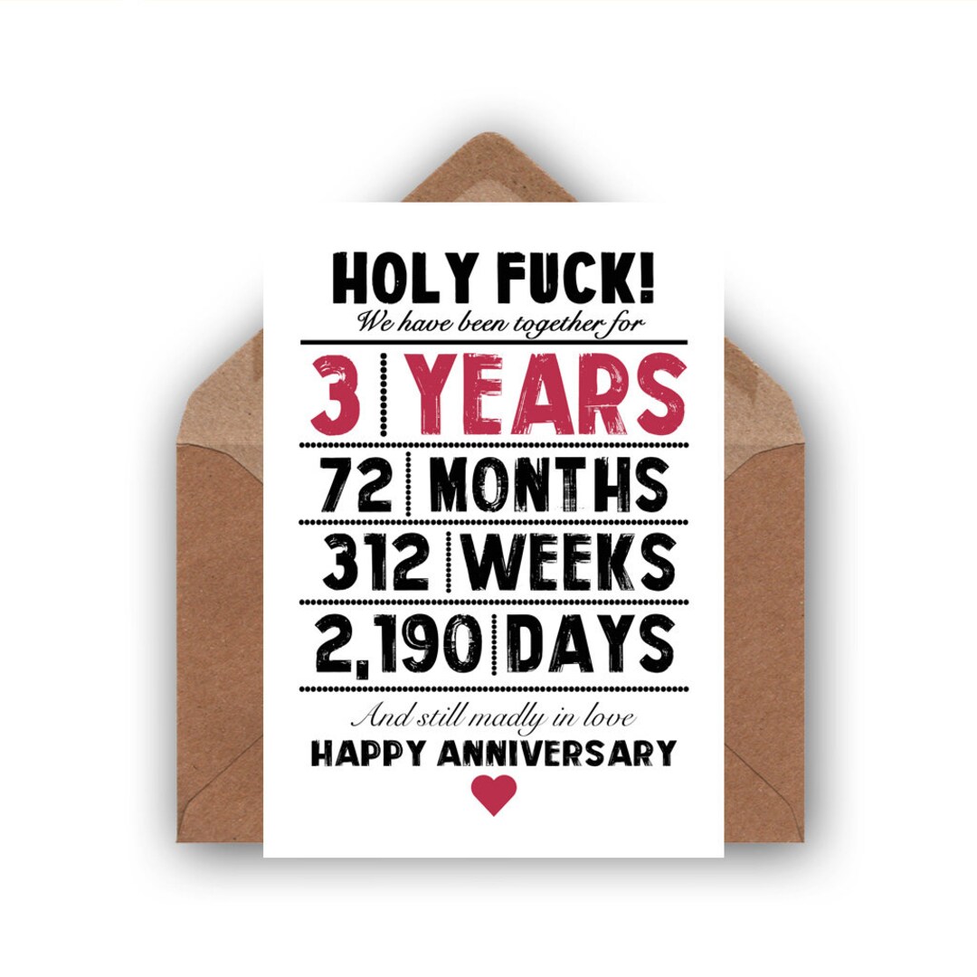 3rd Anniversary Card Funny Anniversary Card Milestone Anniversary ...