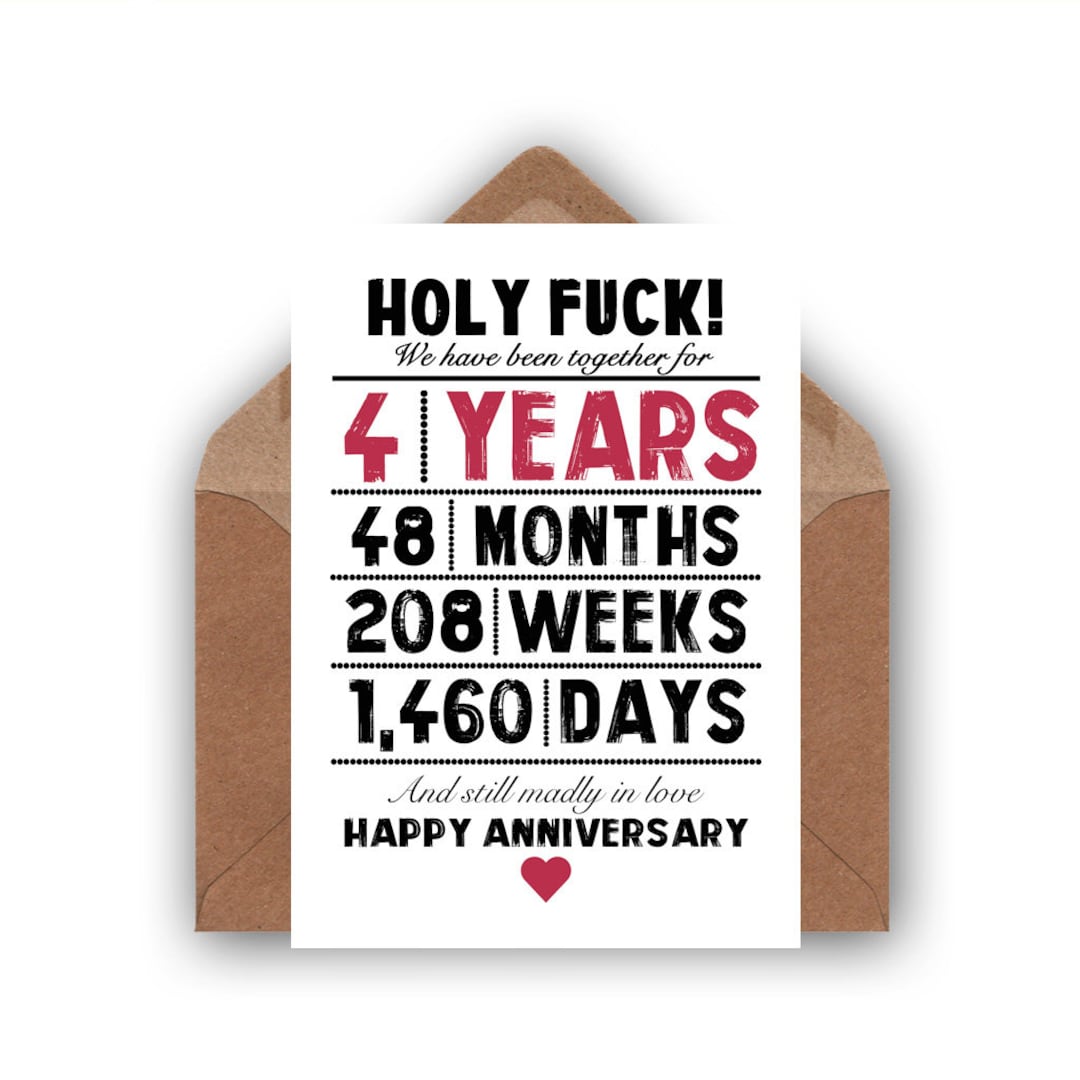 4th Anniversary Card Funny Anniversary Card Milestone Anniversary ...