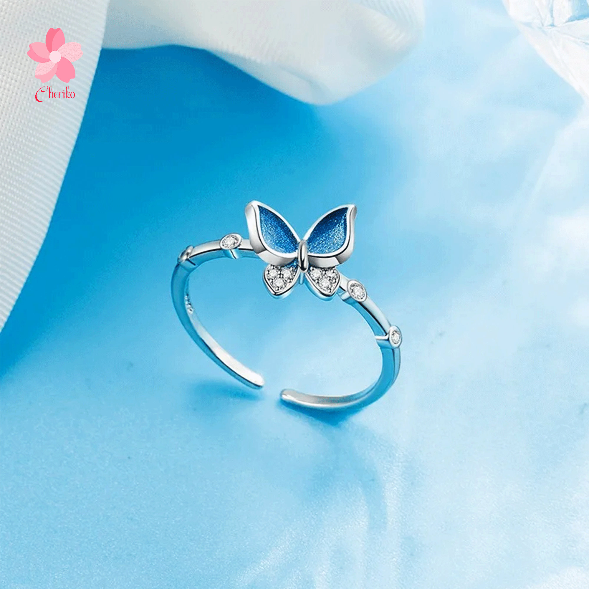 Butterfly Ring Silver Blue Butterfly Ring Sterling Butterfly Ring ...