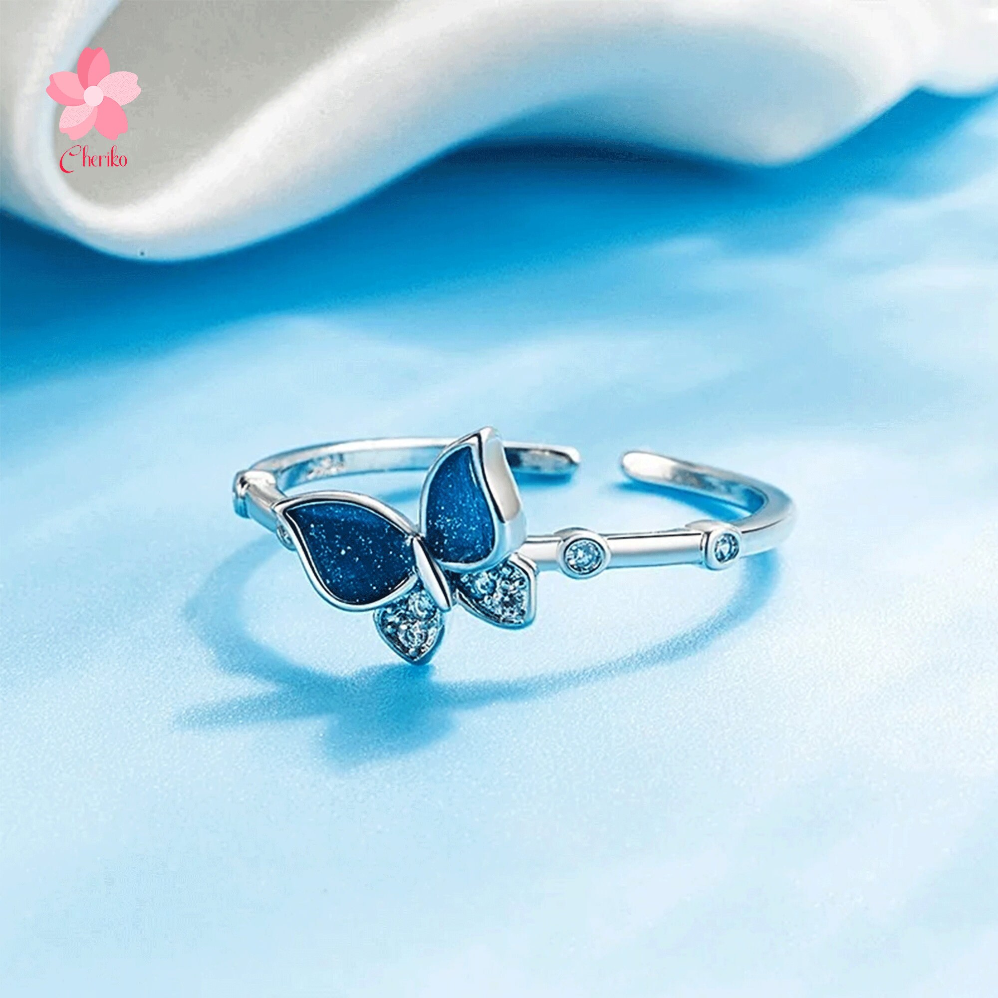 Butterfly Ring Silver Blue Butterfly Ring Sterling Butterfly Ring ...