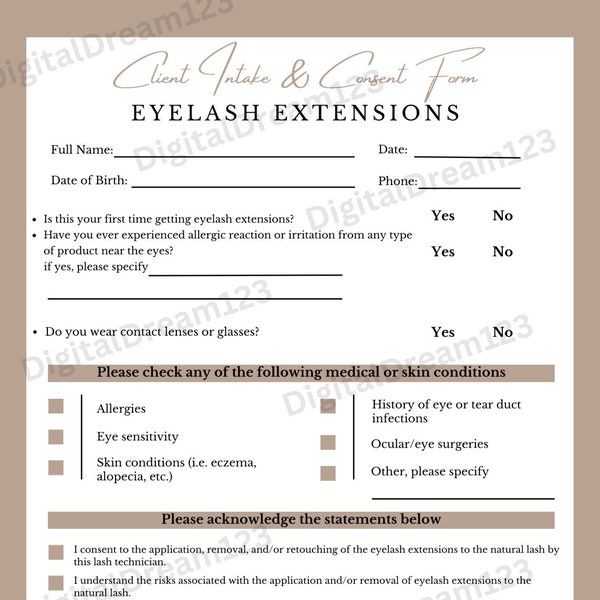 Lash Client Consent - Etsy