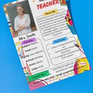 Meet the Teacher Letter Template, Elementary School Teacher Intro ...