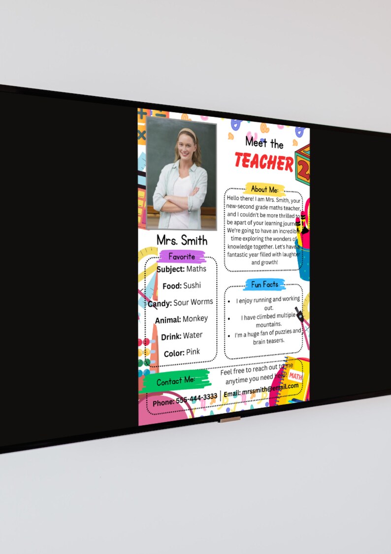 Meet the Teacher Letter Template, Elementary School Teacher Intro ...