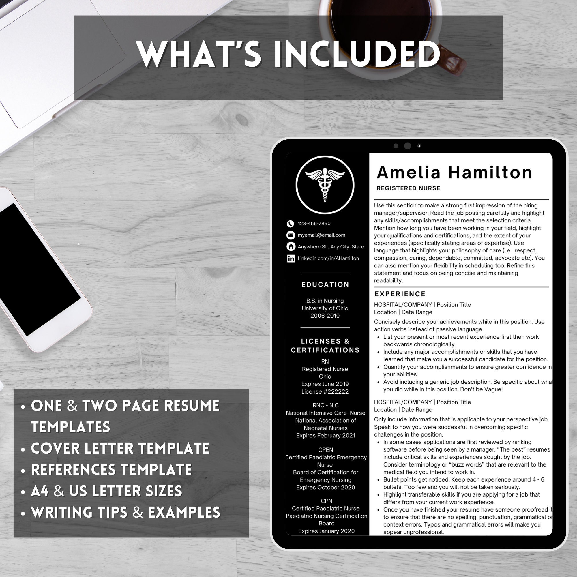Nursing Resume Template for Google Docs Word & Pages - Etsy