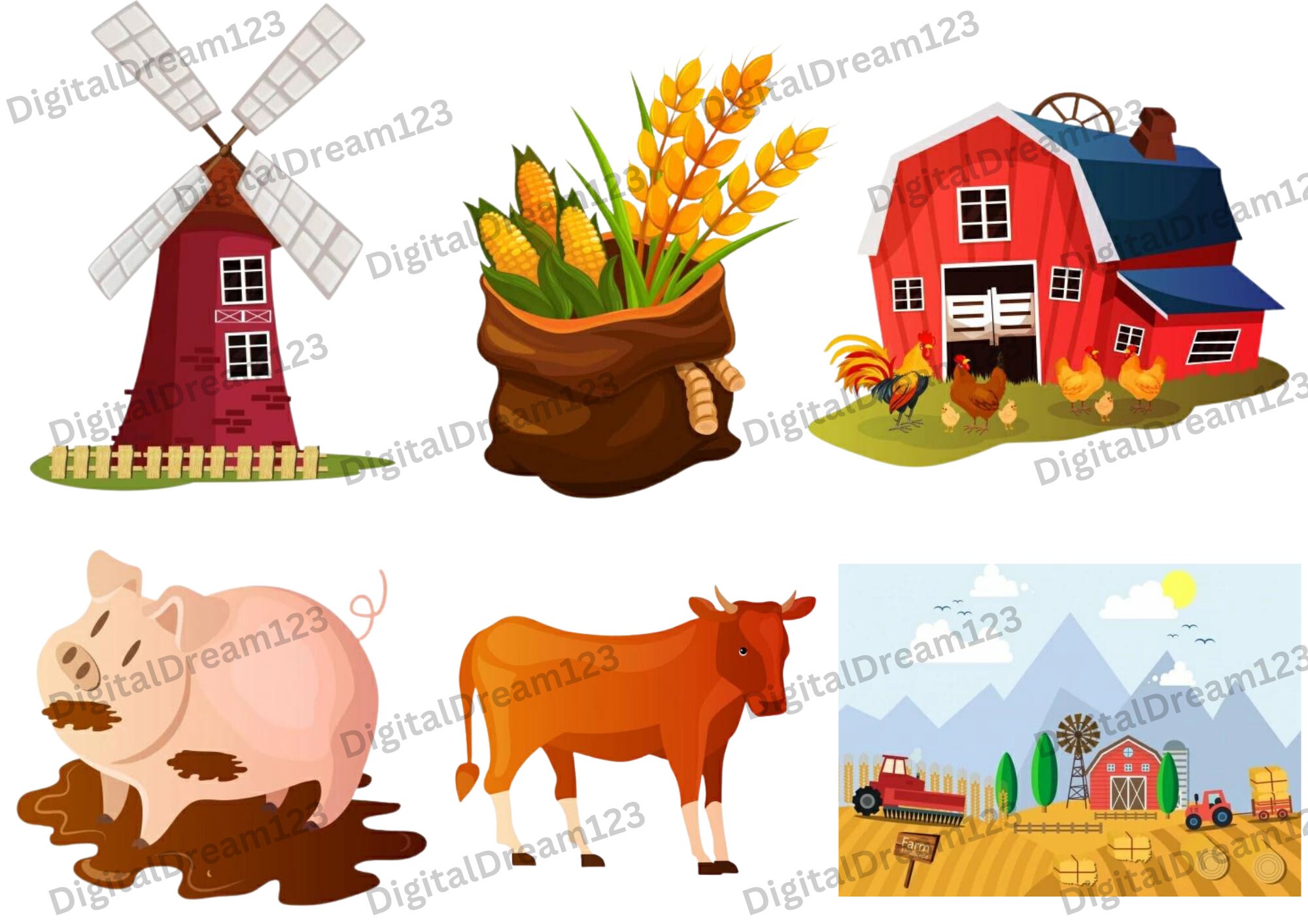 Farm Animals SVG Bundle, Cute Farm Animals SVG, Barn Svg, Farmyard ...