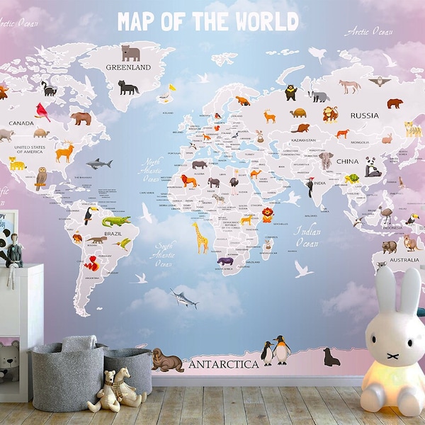 Peel and Stick Map Kids Room - Etsy