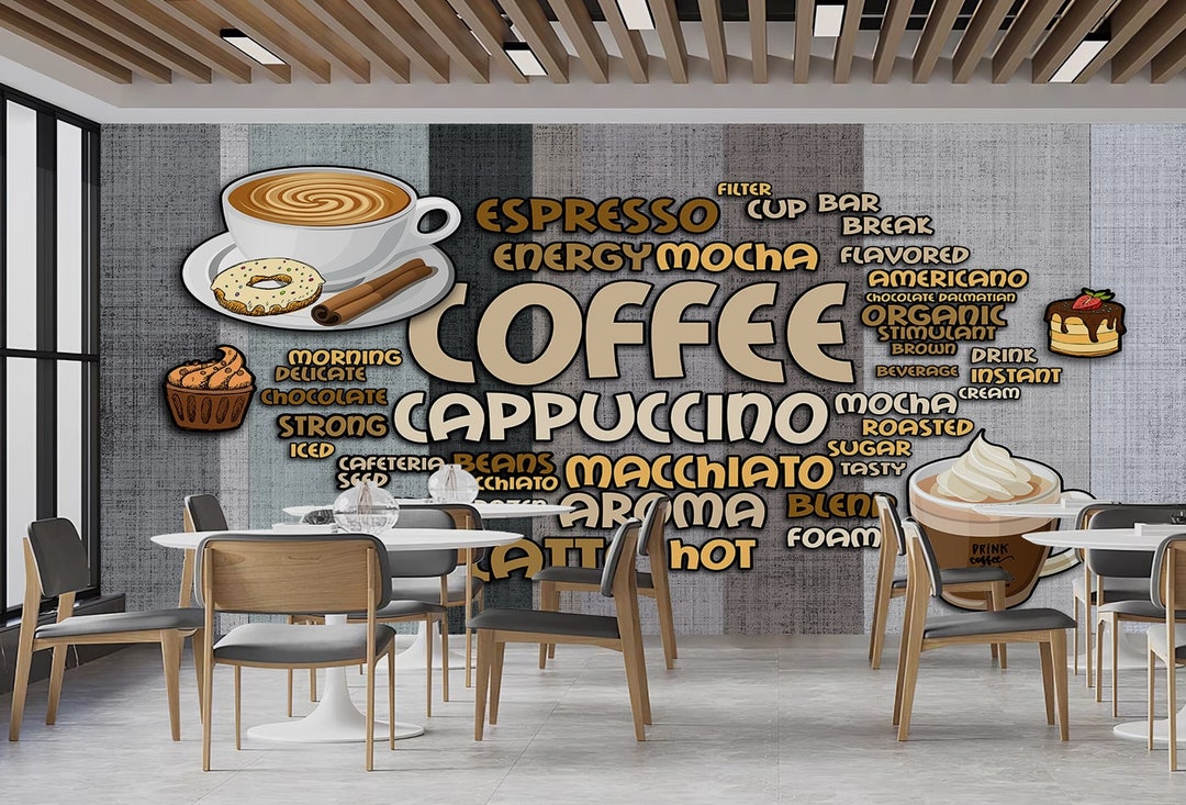 Coffee Types Wallpaper - Removable Wallpaper - Peel and Stick - Cafe ...