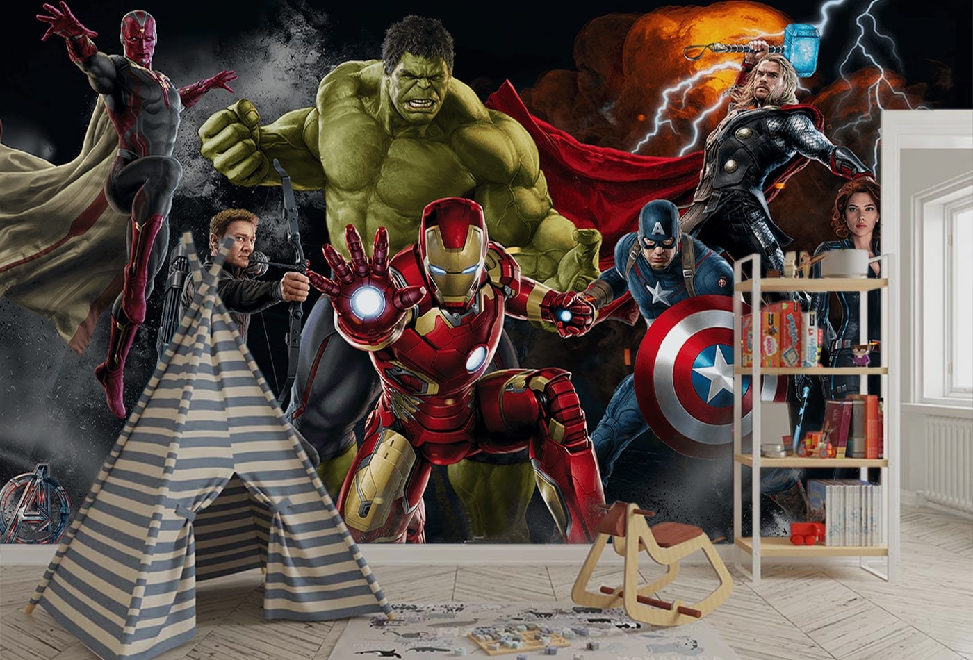 Super Heroes Wallpaper Avengers Wallpaper Marvel Mural Removable ...