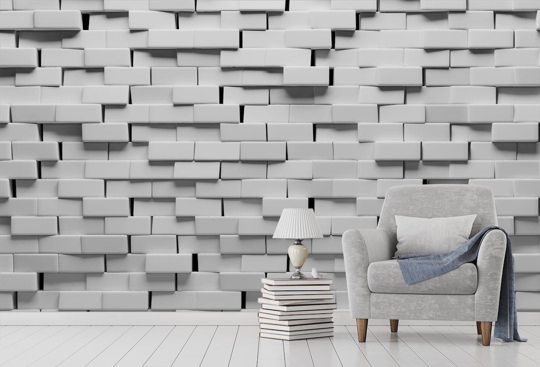 White Brick Wallpaper - Vintage Wallpaper - Removable Wallpaper - Peel ...