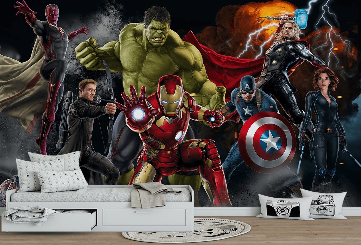 Super Heroes Wallpaper Avengers Wallpaper Marvel Mural Removable ...