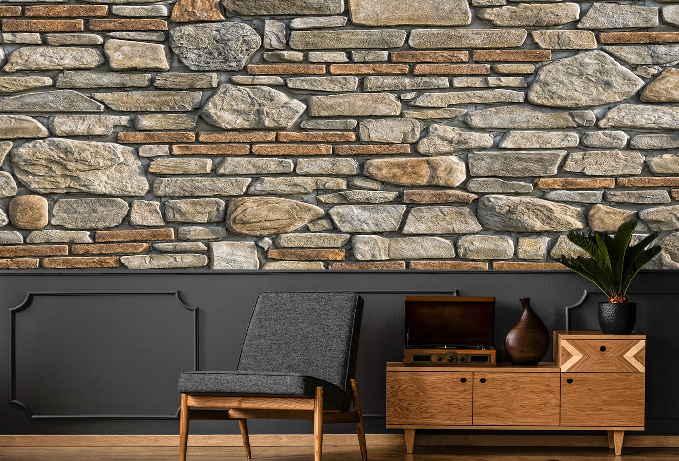 Natural Stone Look Wallpaper Vintage Wallpaper Removable Wallpaper Peel ...