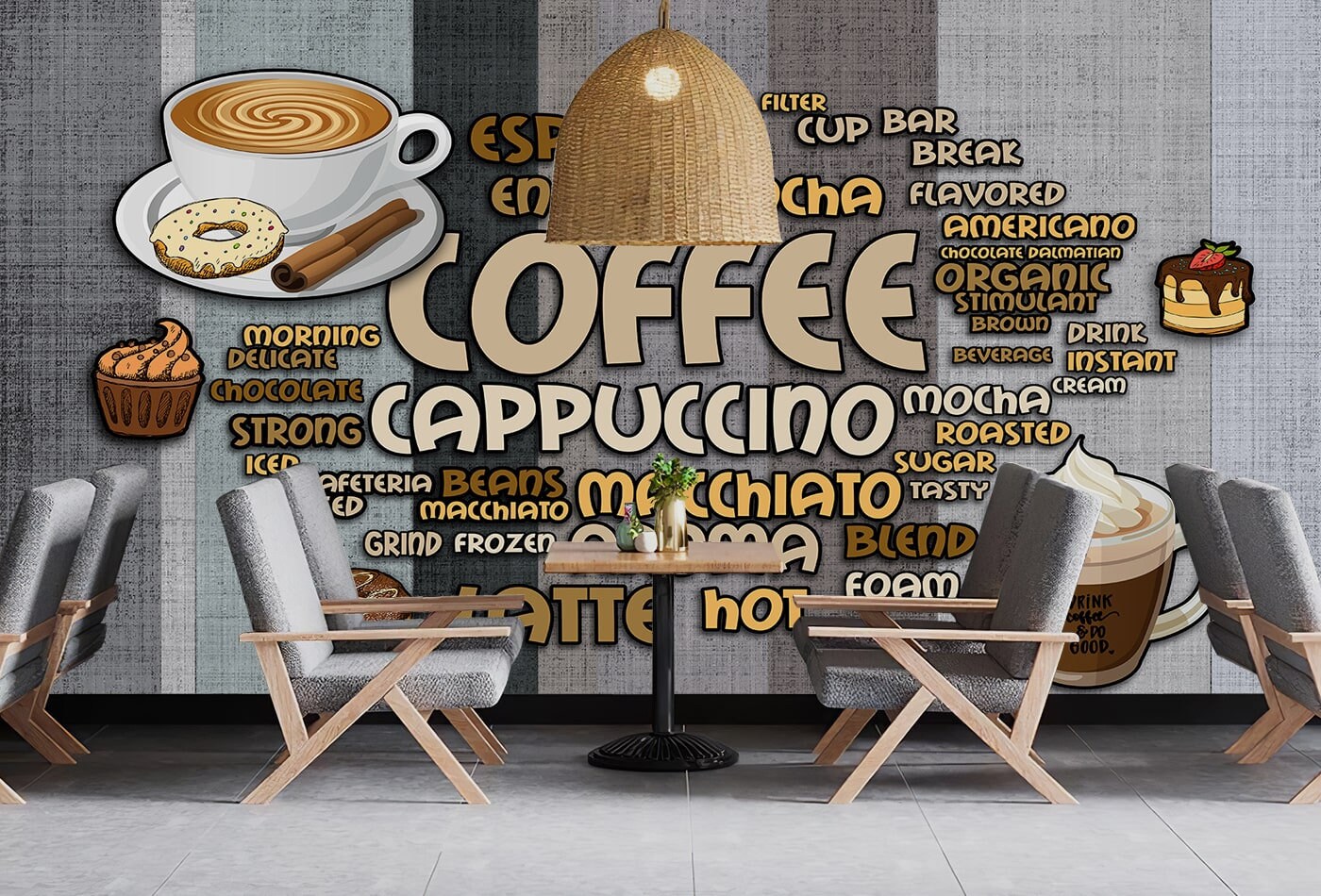 Coffee Types Wallpaper Removable Wallpaper Peel and Stick Cafe ...