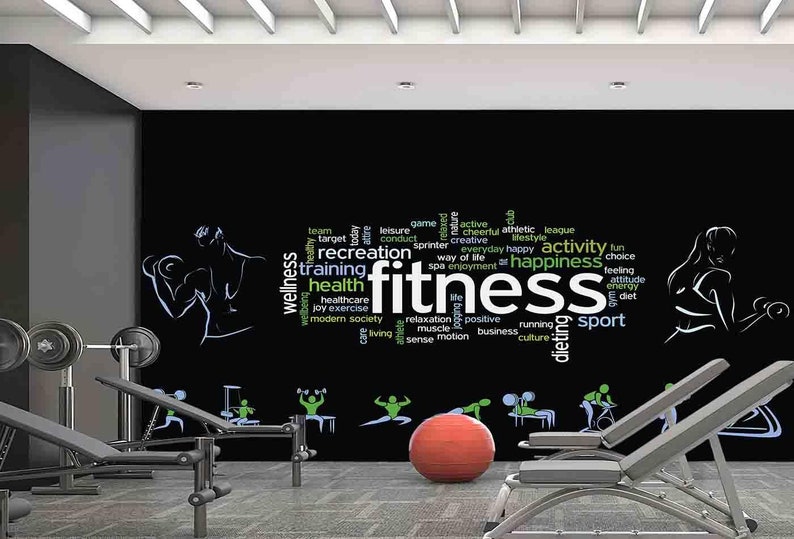 Gym Wallpaper Removable Wallpaper Peel and Stick Fitness Center ...