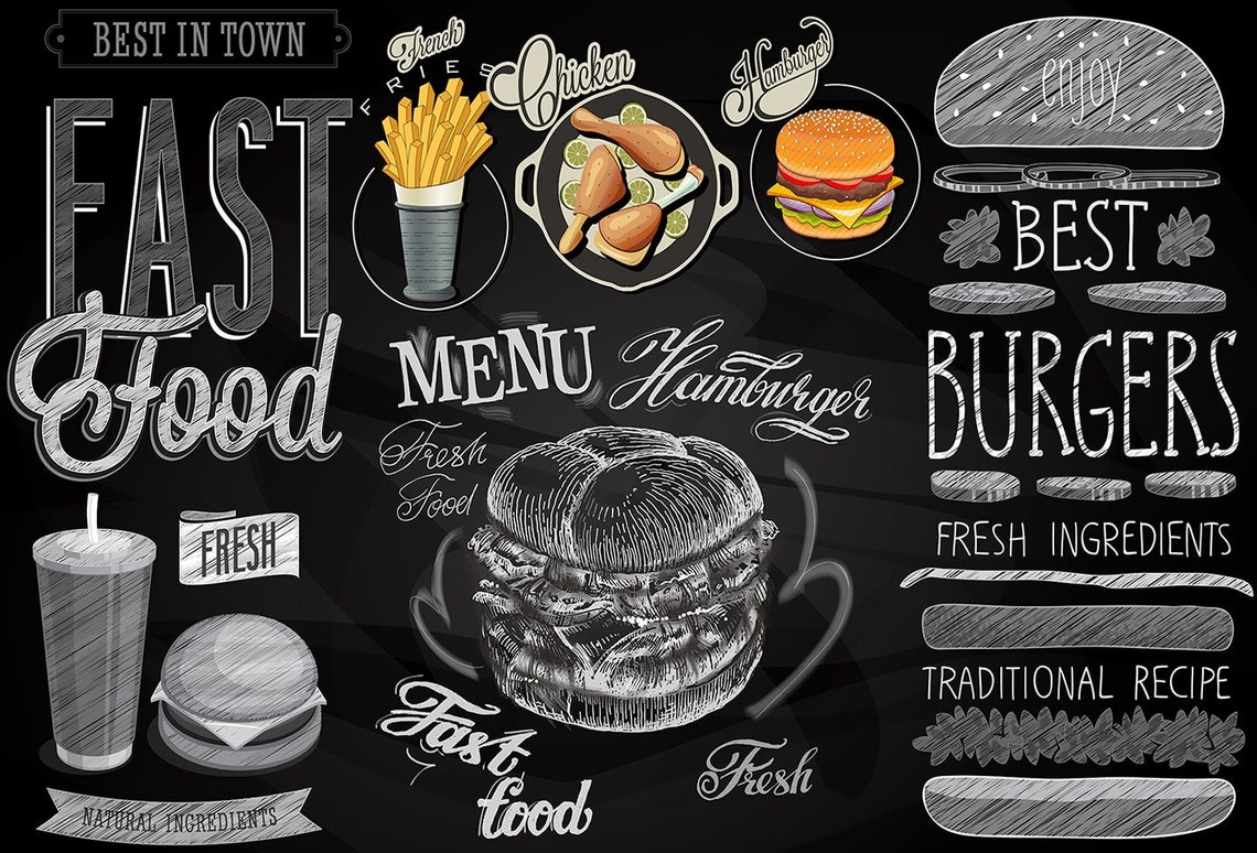 Fast Food Wallpaper Burger Mural Removable Wallpaper - Etsy