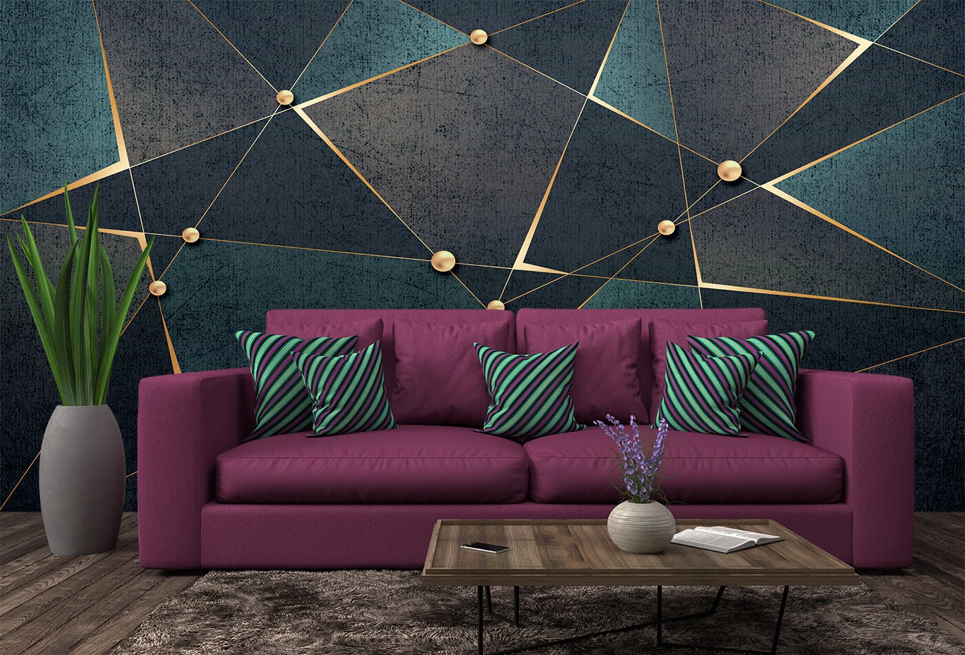 Geometric Triangle Shape Wallpaper - Removable Wallpaper - Peel and ...