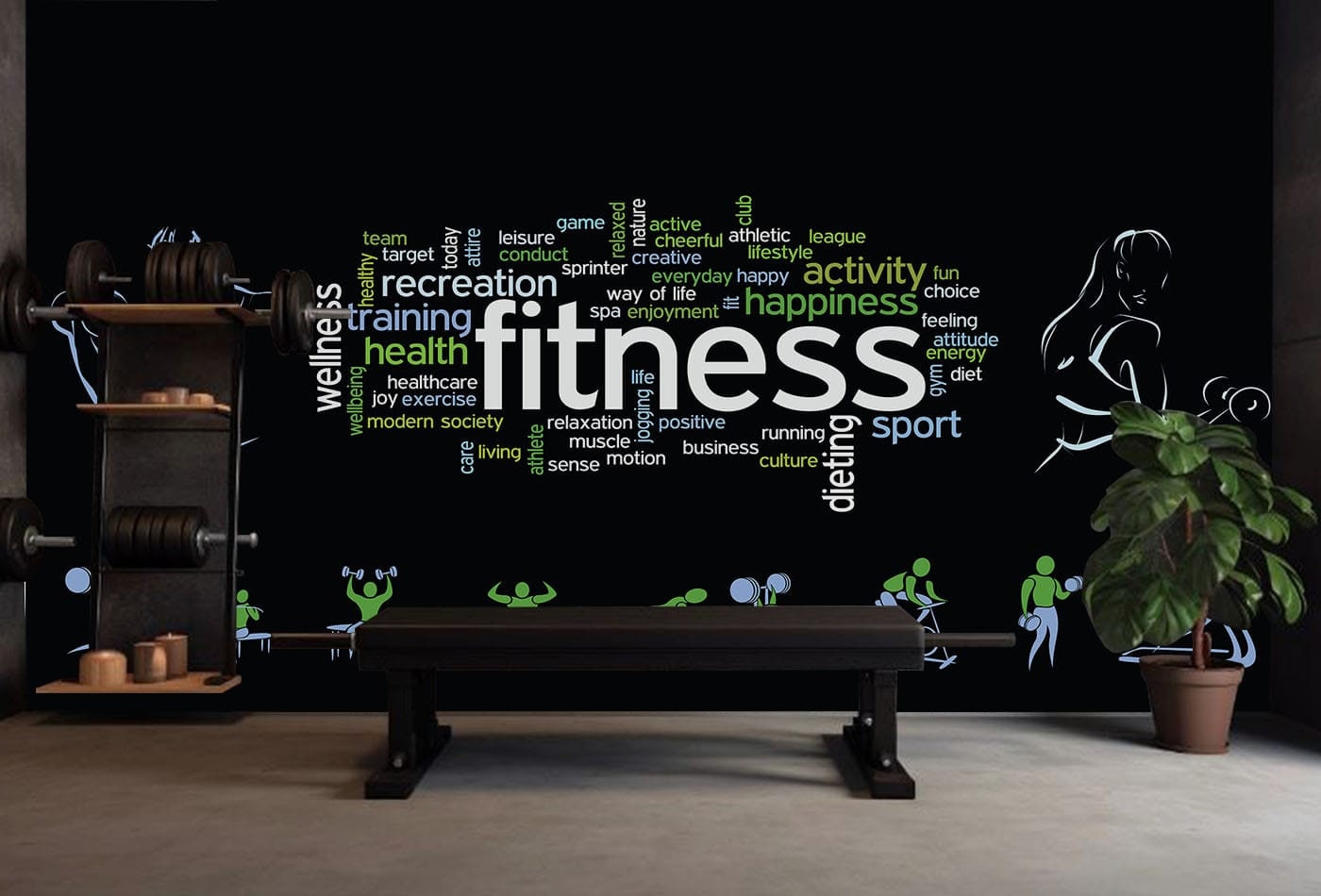 Gym Wallpaper - Removable Wallpaper - Peel and Stick - Fitness Center ...