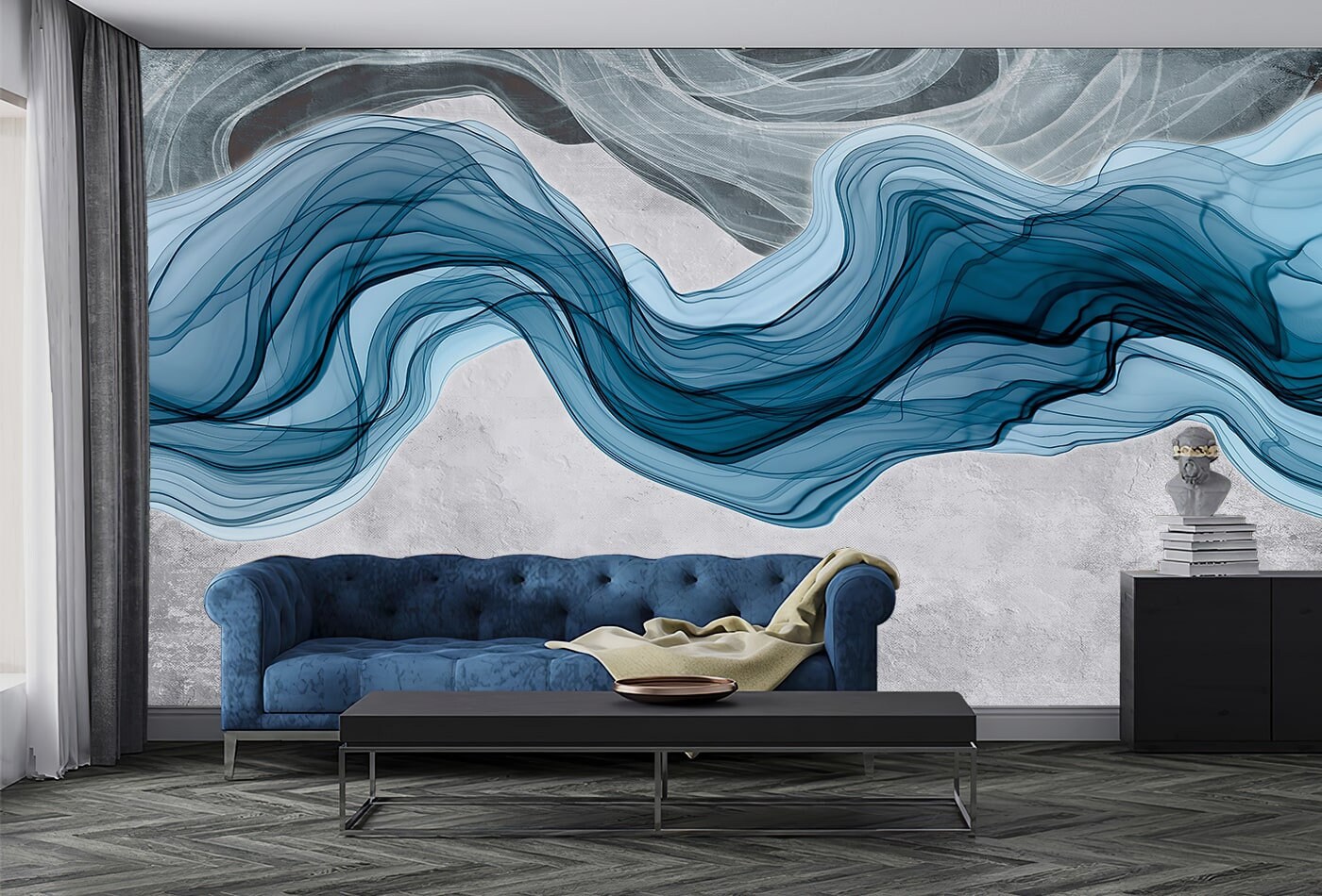 3D Luxury Wallpaper - Wavy Art Mural - Fluid Art - Abstract Wallpaper ...