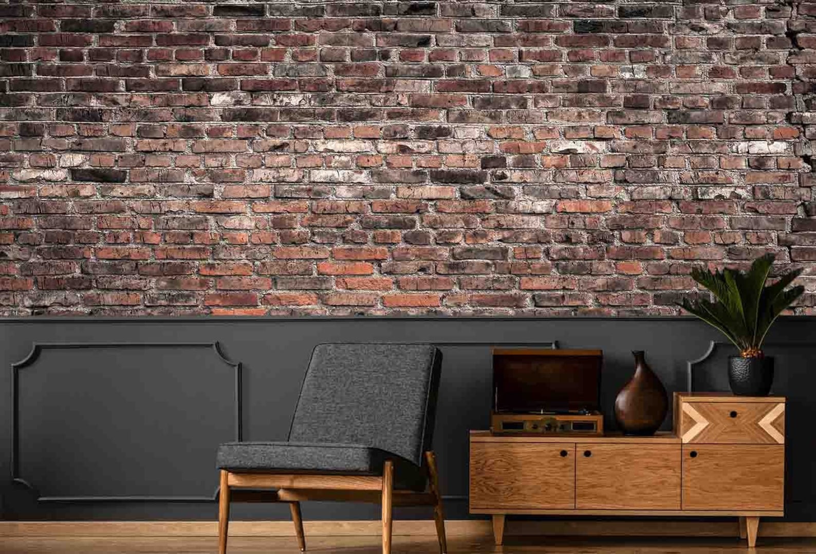 Brick Look Wallpaper Vintage Wallpaper Removable Wallpaper Peel and ...