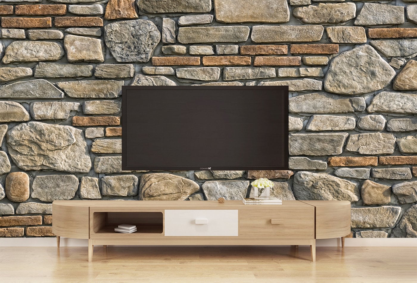 Natural Stone Look Wallpaper Vintage Wallpaper Removable Wallpaper Peel ...