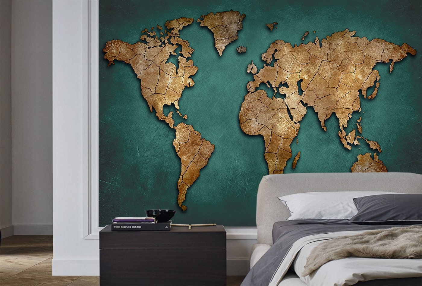 Modern Abstract Embossed World Map Wallpaper Removable Wallpaper Peel ...