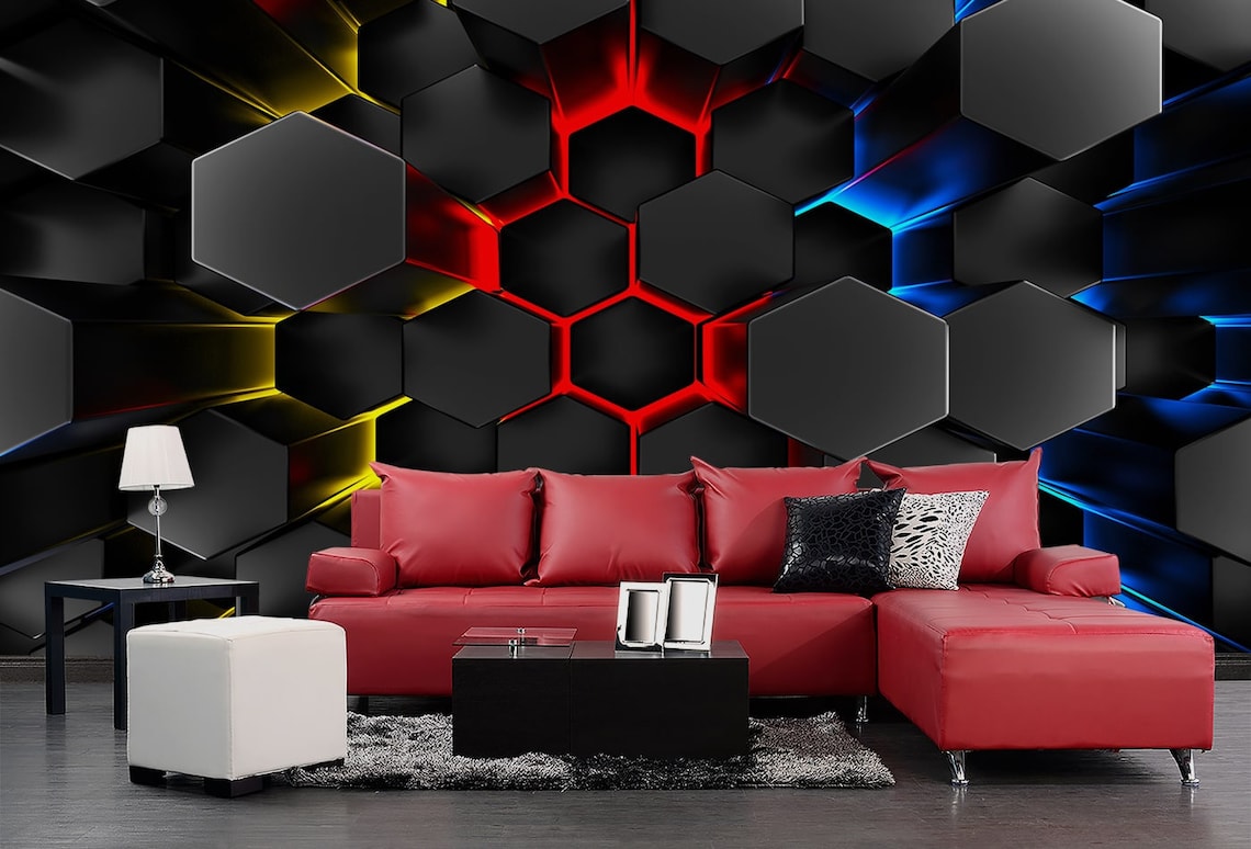 3D Metal Geometric Hexagon Wallpaper Removable Wallpaper Peel and Stick ...