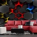 3D Metal Geometric Hexagon Wallpaper - Removable Wallpaper - Peel and ...