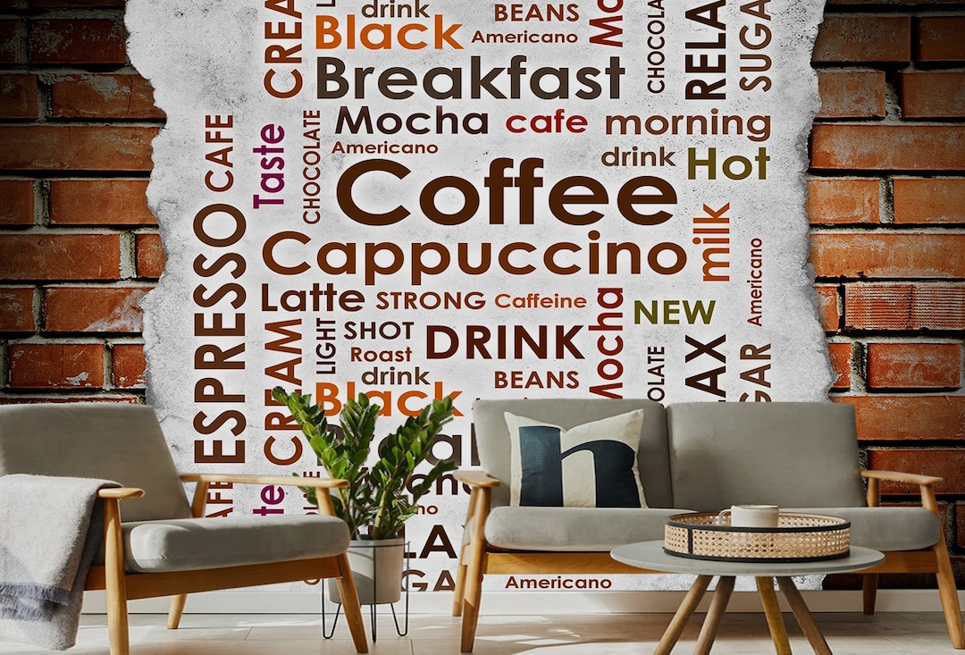 Coffee Wallpaper - Removable Wallpaper - Peel and Stick - Cafe ...