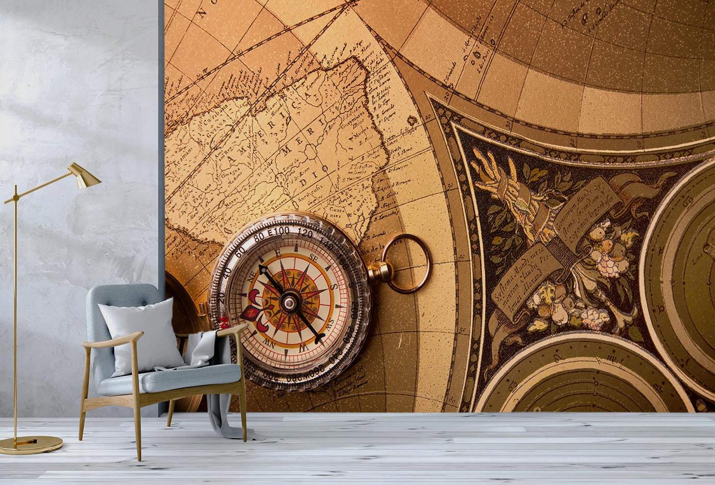 Old Style Compass & Map Wallpaper - Removable Wallpaper - Peel and ...