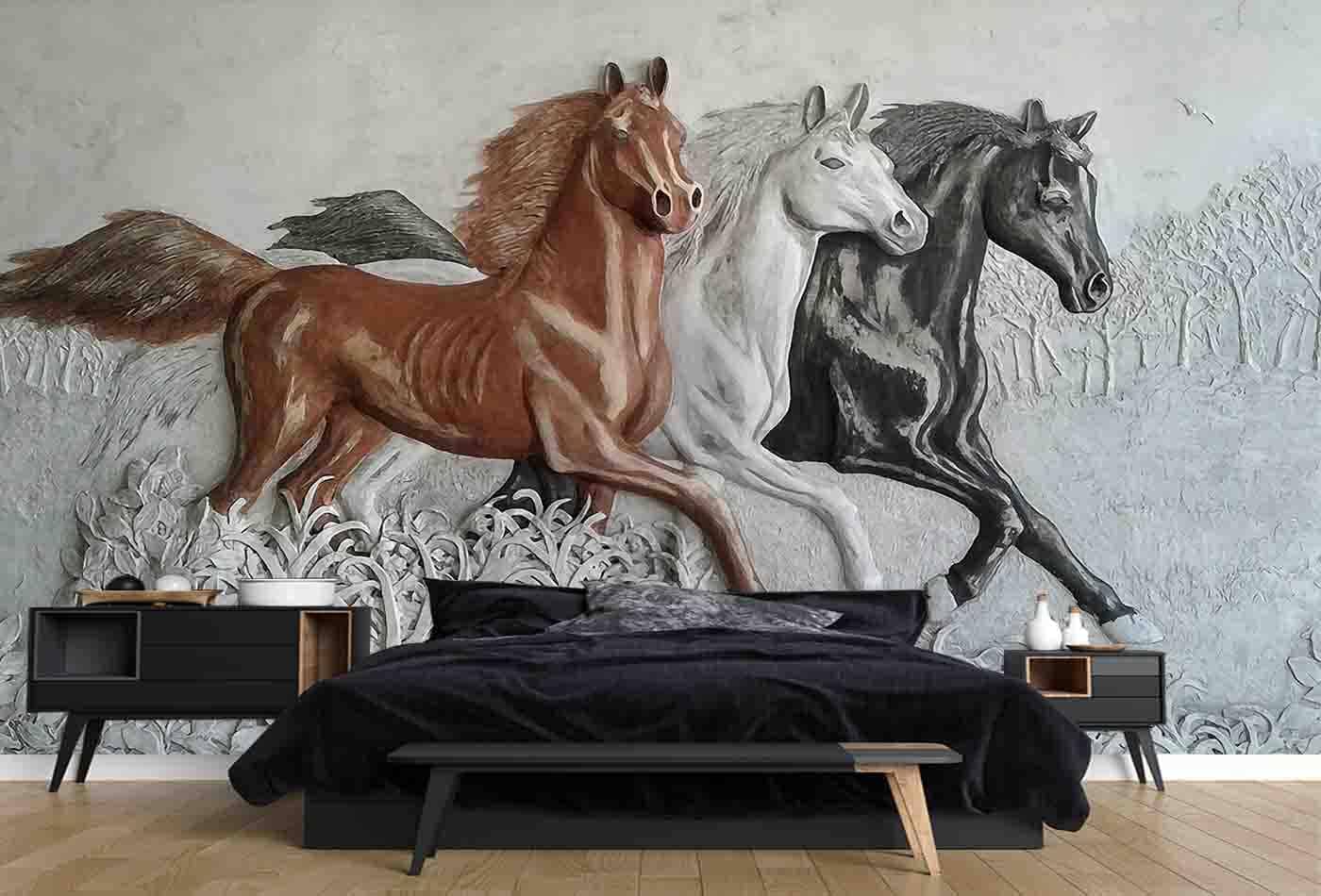 Triple Horse Mural Wallpaper - Removable Peel and Stick - Etsy