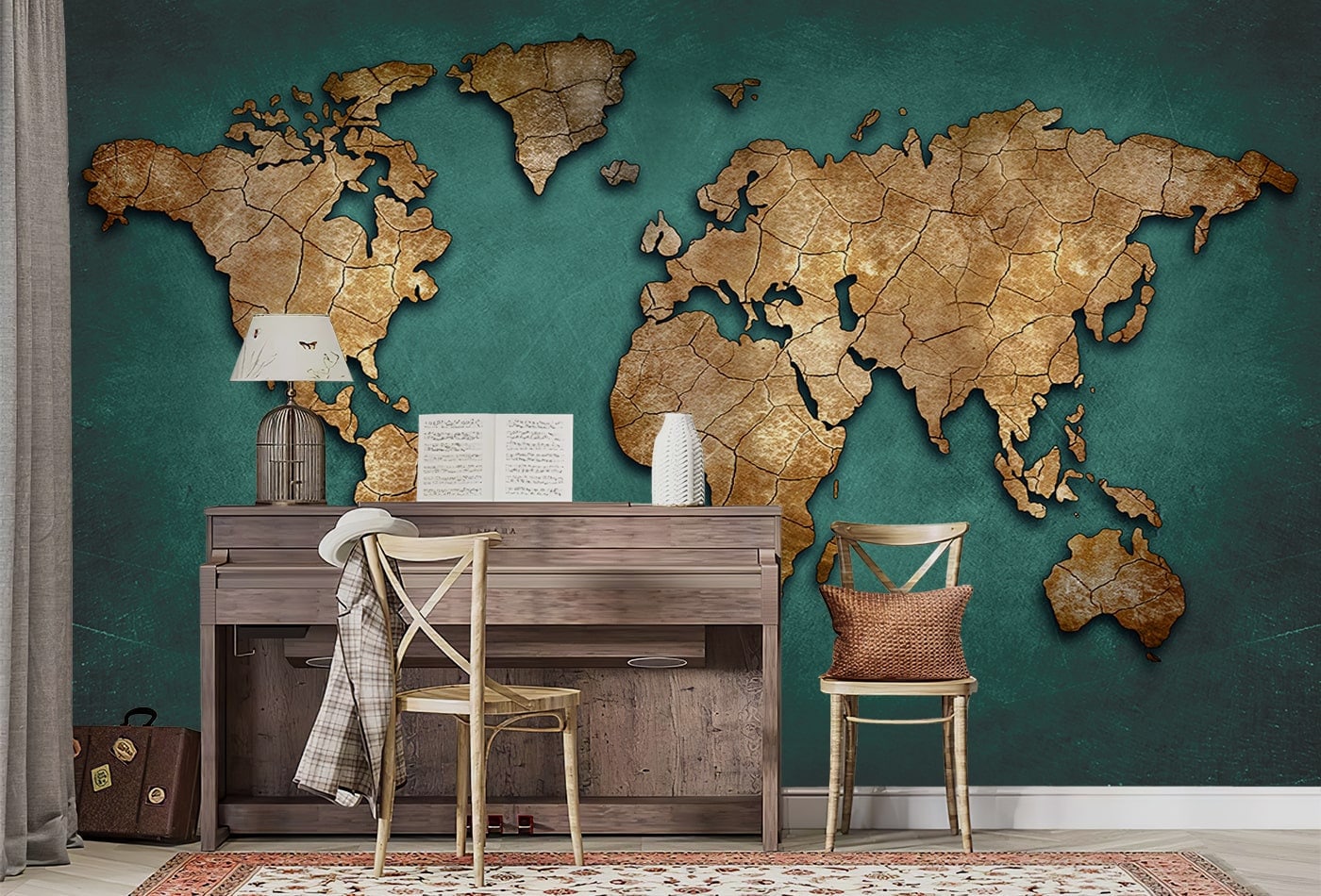 Modern Abstract Embossed World Map Wallpaper Removable Wallpaper Peel ...