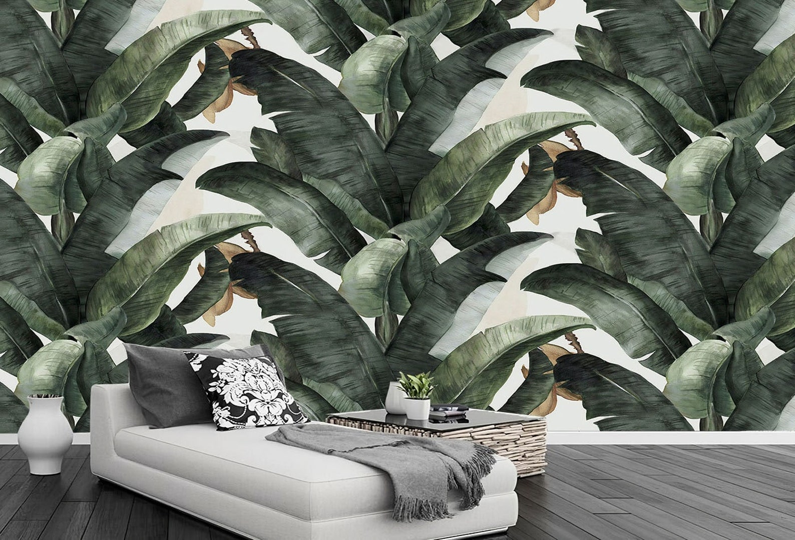 Botany Banana Leaves Wallpaper - Removable Wallpaper - Peel and Stick ...