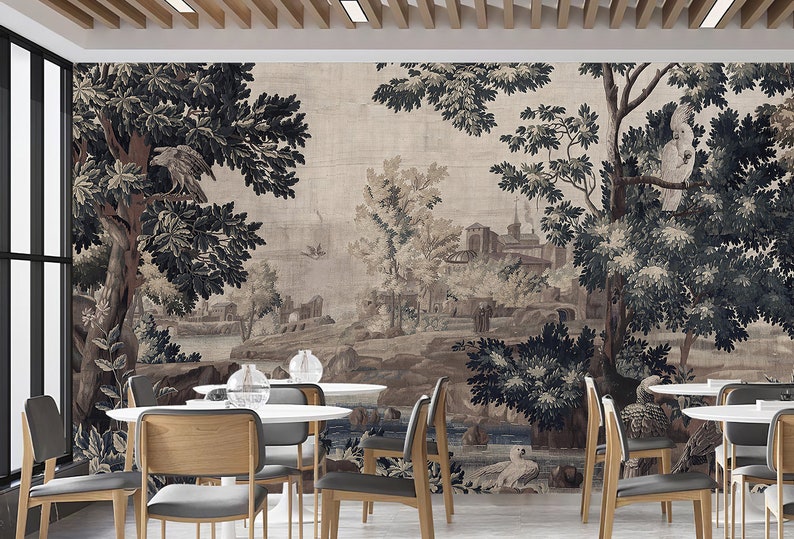 Tropical Wallpaper Tree Murals Forest View Mural - Etsy