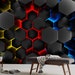 3D Metal Geometric Hexagon Wallpaper - Removable Wallpaper - Peel and ...
