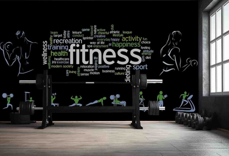 Gym Wallpaper - Removable Wallpaper - Peel and Stick - Fitness Center ...