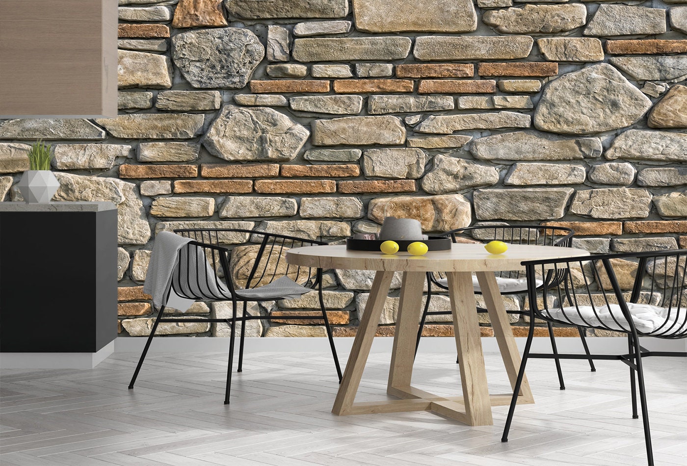 Natural Stone Look Wallpaper Vintage Wallpaper Removable Wallpaper Peel ...