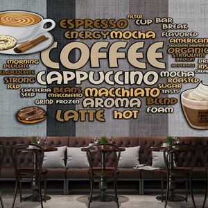 Coffee Types Wallpaper - Removable Wallpaper - Peel and Stick - Cafe ...