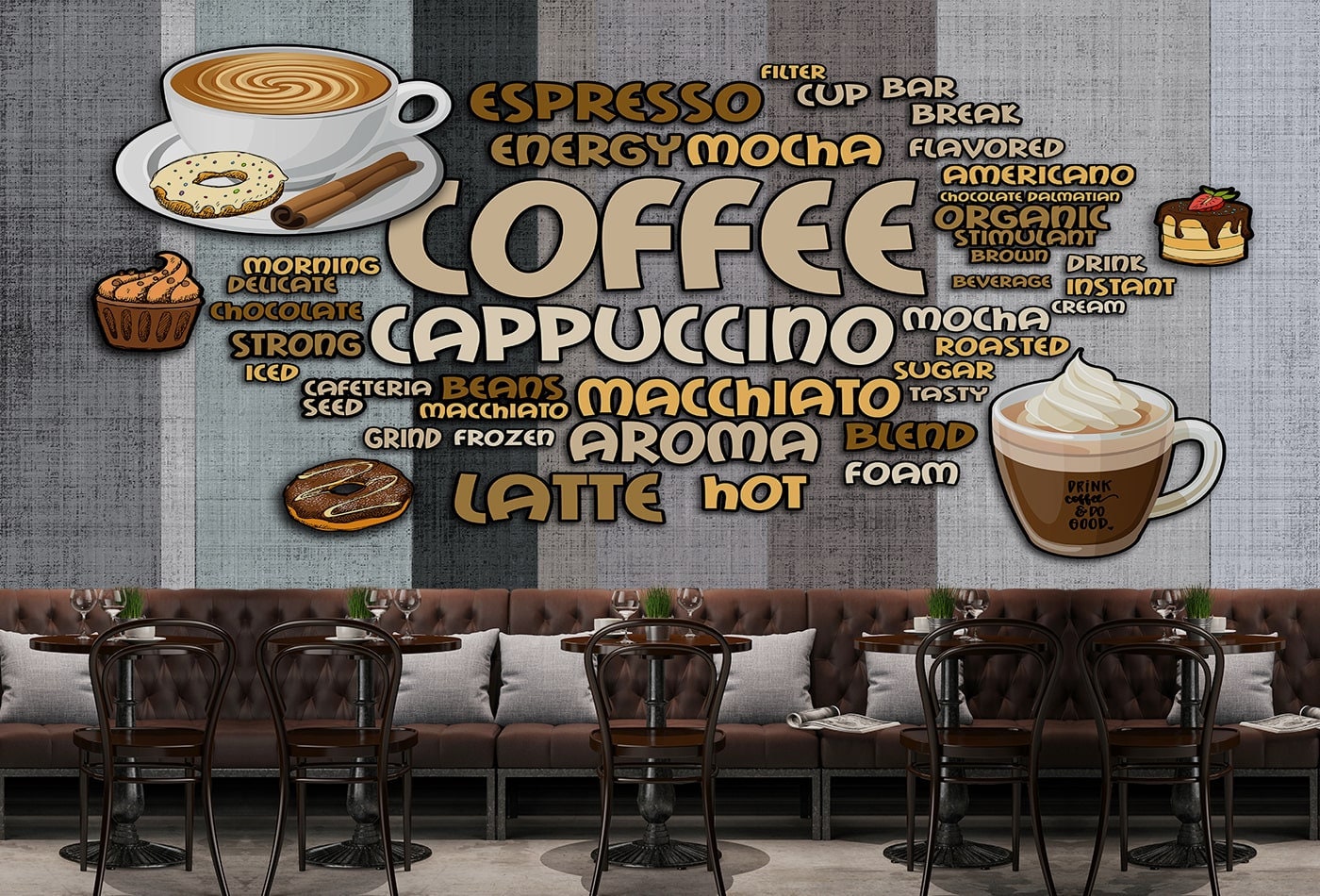 Coffee Types Wallpaper Removable Wallpaper Peel and Stick Cafe ...