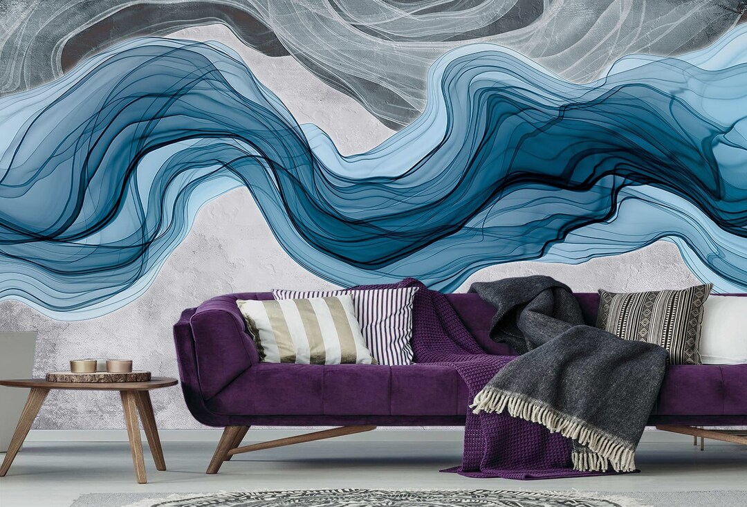 3D Luxury Wallpaper - Wavy Art Mural - Fluid Art - Abstract Wallpaper ...