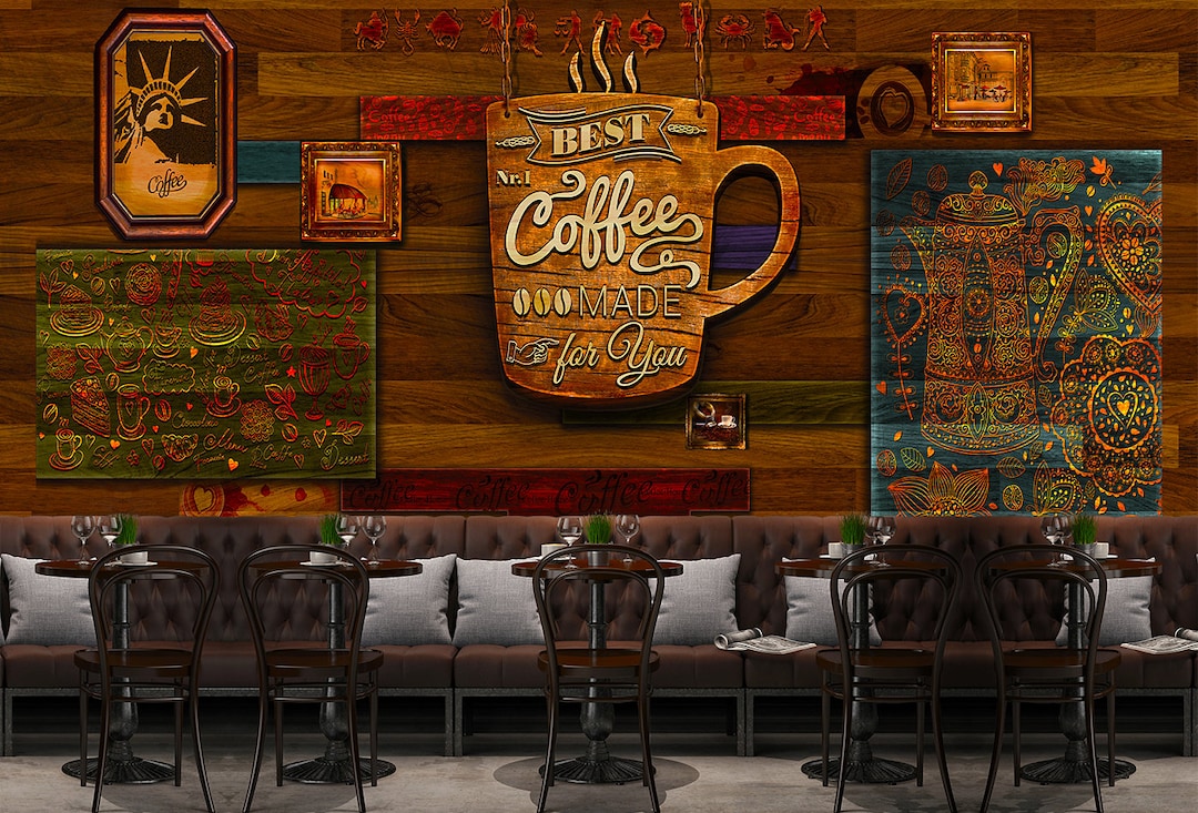 Cafe Wallpaper - Removable Wallpaper - Peel and Stick - Coffee Cup ...