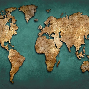Modern Abstract Embossed World Map Wallpaper - Removable Wallpaper ...