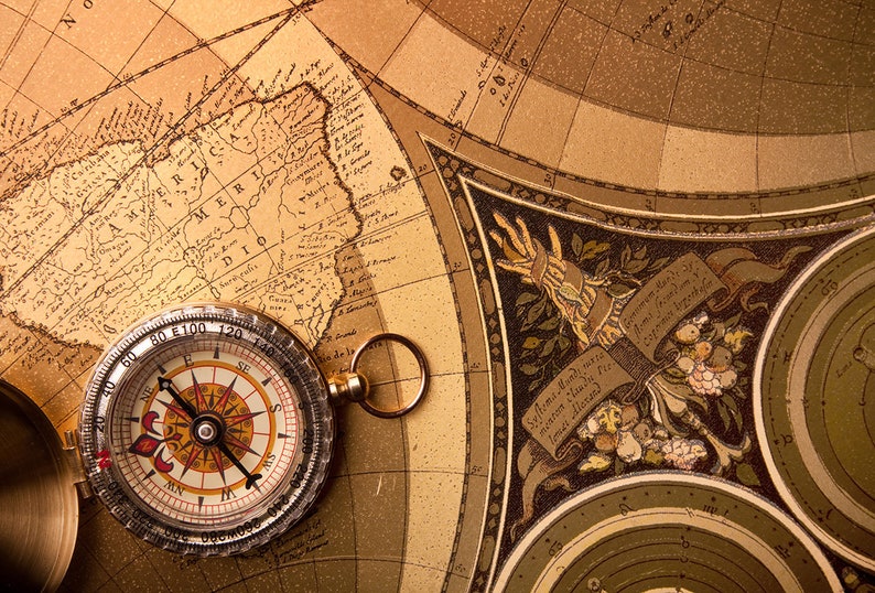 Old Style Compass & Map Wallpaper - Removable Wallpaper - Peel and ...