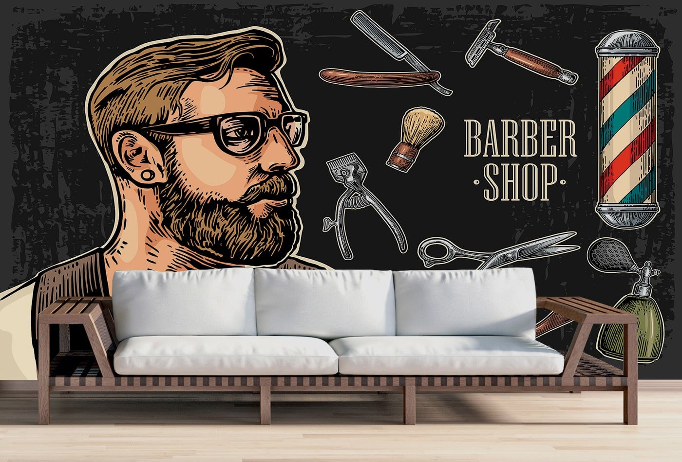 Barber Shop Wallpaper Hairdresser Mural Removable Wallpaper Peel and ...