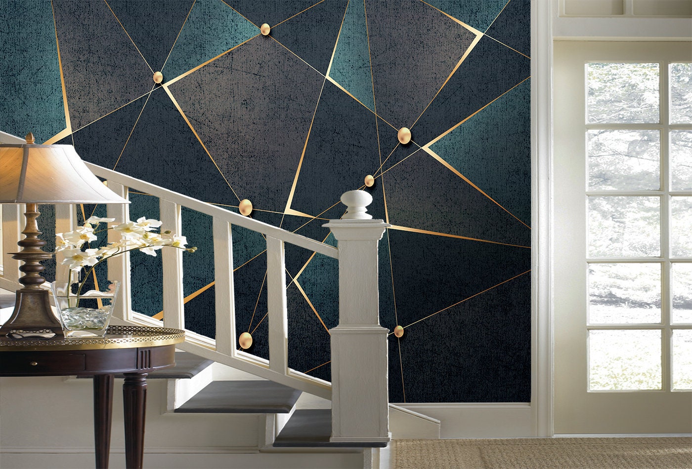 Geometric Triangle Shape Wallpaper - Removable Wallpaper - Peel and ...